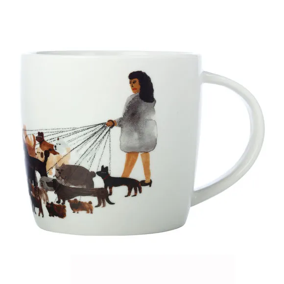 Mug FELINE en porcelaine de 40cl décor chien promenade - Bruno Evrard