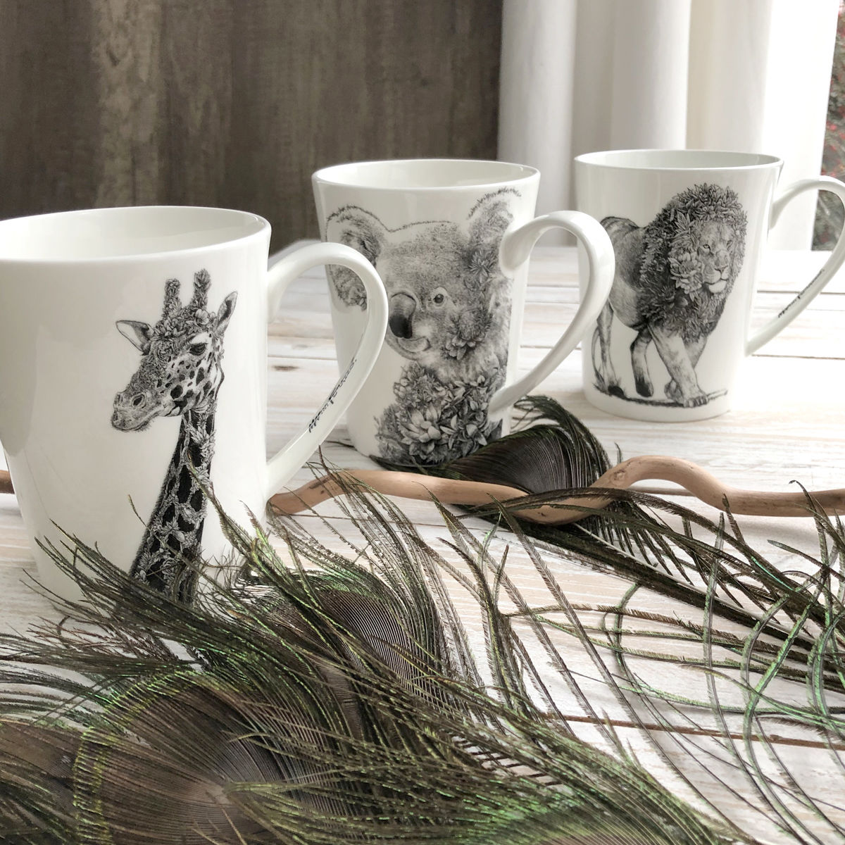 Mug lion en porcelaine fine bone China - 45cl - Bruno Evrard